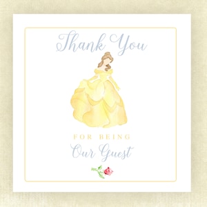 Belle Favor Tag, Beauty and the Beast Favor Tag, Watercolor Belle Favor ...