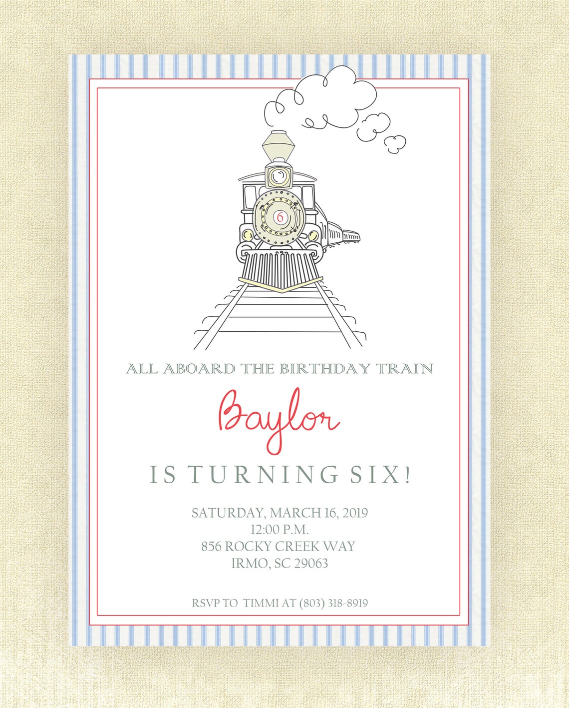 Train Invitation, Classic Train Invitation, Train Invite, Chugga Chugga ...
