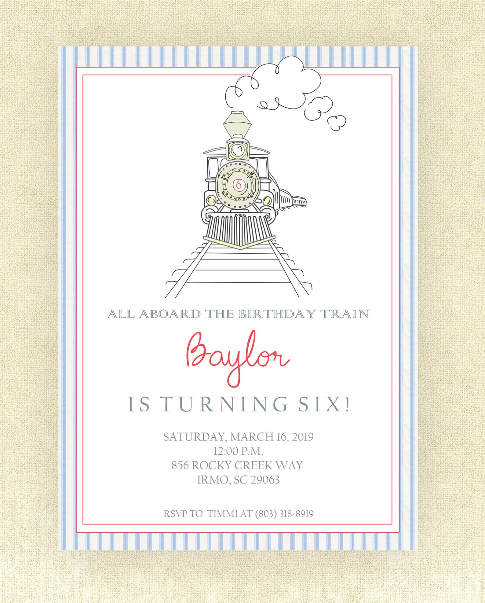 Train Invitation, Classic Train Invitation, Train Invite, Chugga Chugga ...