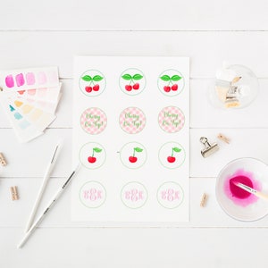 Cherry Cupcake Toppers, Cupcake Topper, Watercolor Cherry Cupcake ...