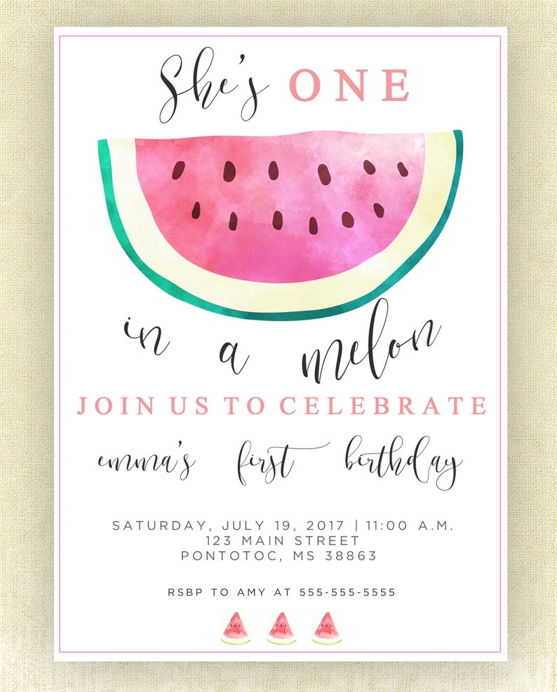 Watermelon Invitation Children's Birthday Invitation - Etsy