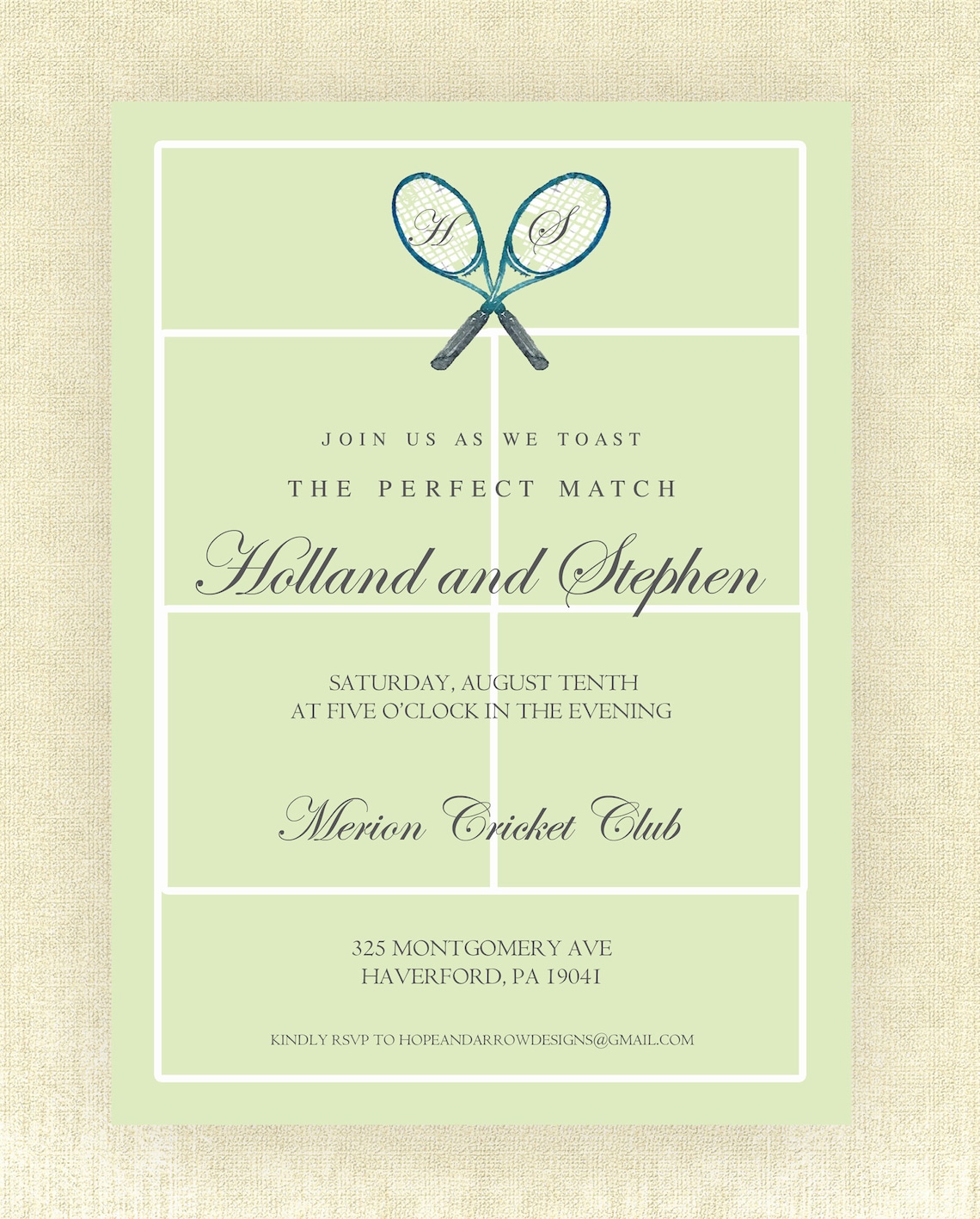 Tennis Rehersal Dinner Invitation Tennis Invitation Tennis | Etsy