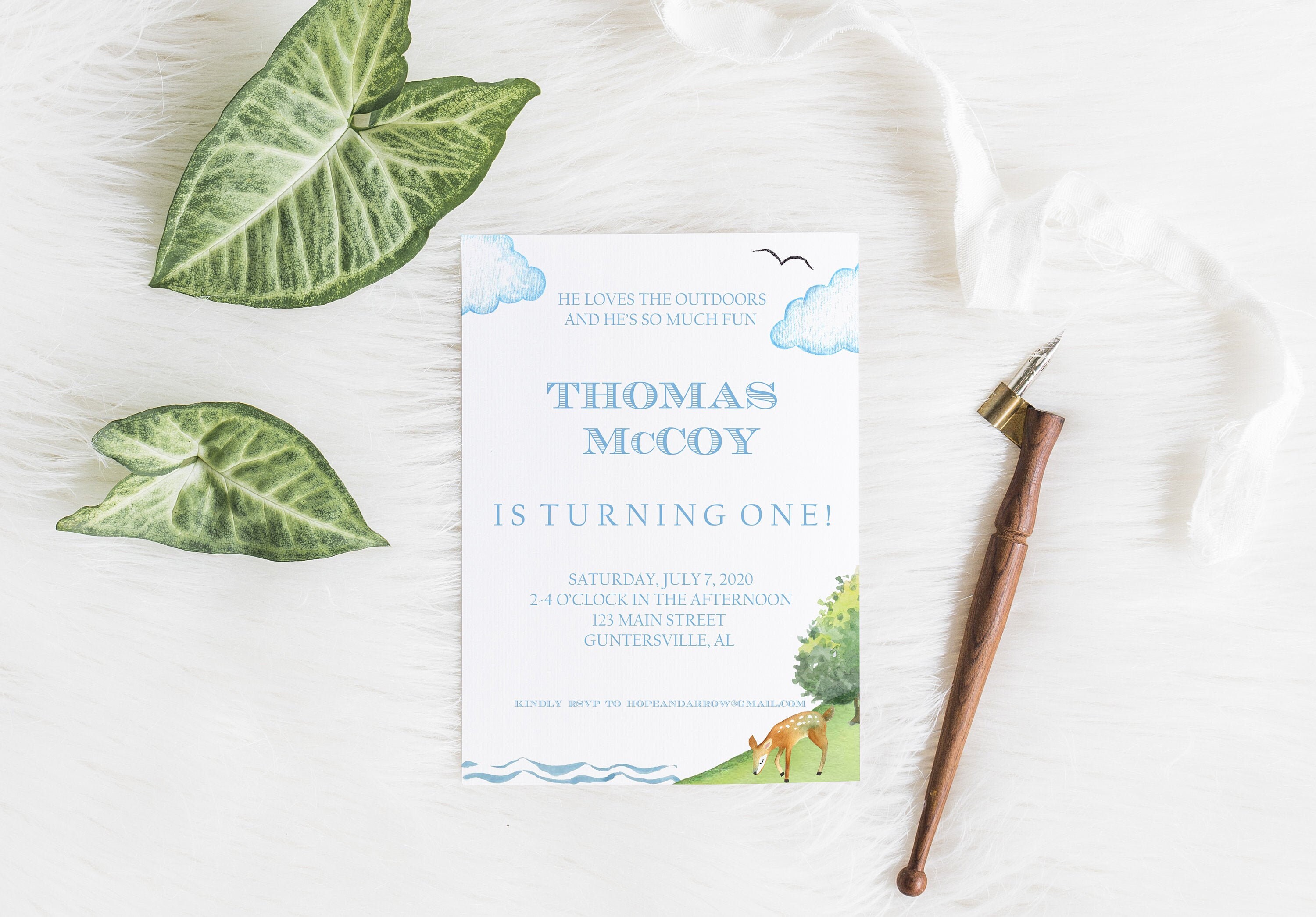 Outdoors Invitation, Outdoors Birthday Invitation, Deer Birthday ...