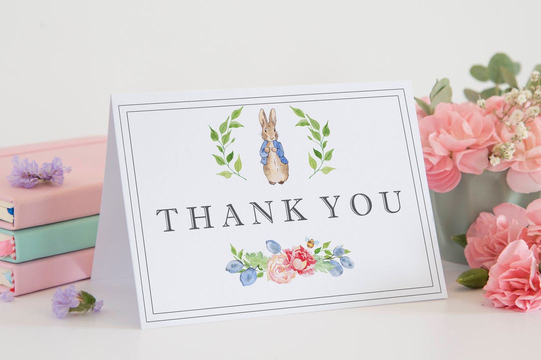 Peter Rabbit Thank You Card, Watercolor Peter Rabbit Party, Peter ...