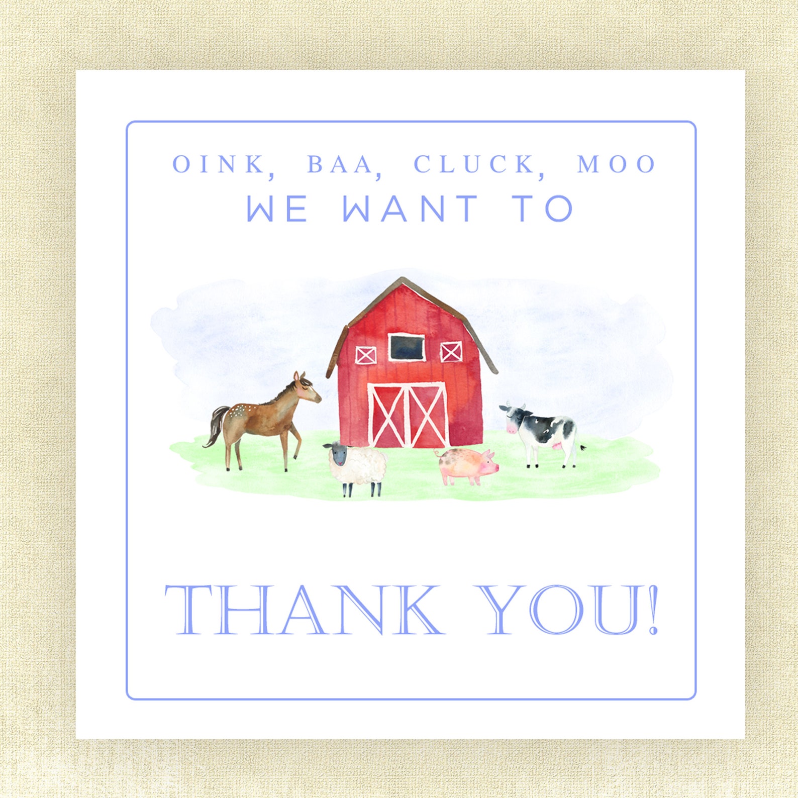 Farm Favor Tag, Farm Favor Tag, Barn Yard Thank You, Barn Favor Tag ...