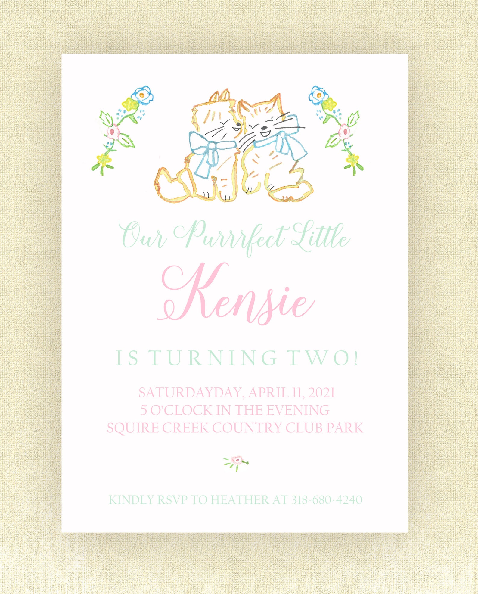 Kitten Invitation Children's Birthday Invitation Digital - Etsy