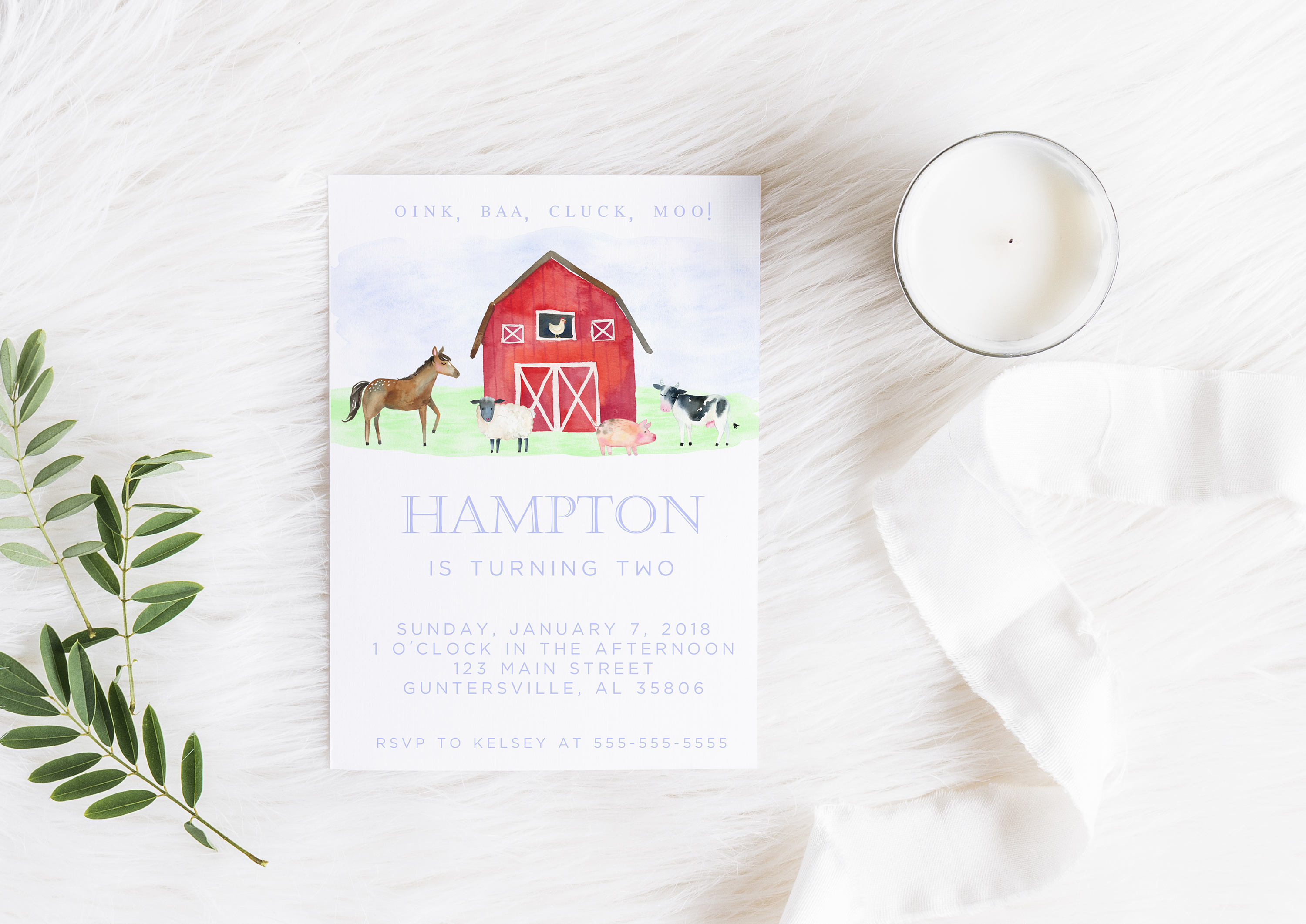 Watercolor Farm Invitation Farm Invitation Farm Birthday | Etsy