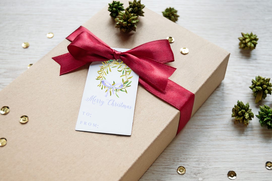 Watercolor Christmas Gift Tags, Digital Gift Tag, Printable Christmas ...