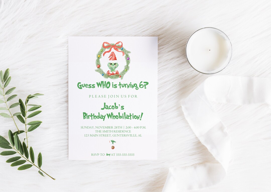 Grinch Birthday Invitation, Grinch Party, Merry Birthday, Whoville ...