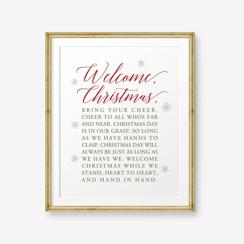Christmas Printable Art Decor Welcome Christmas Christmas | Etsy