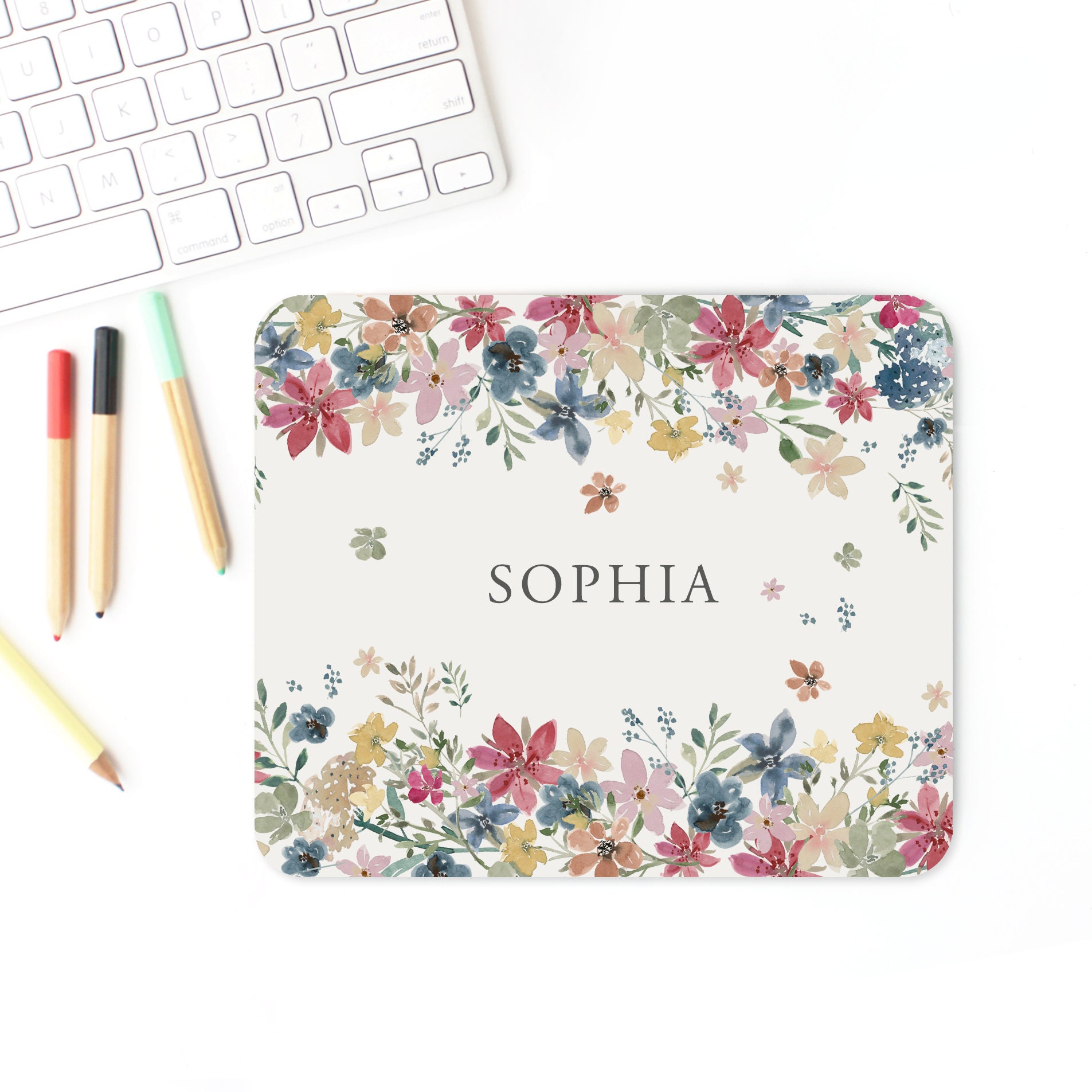 Personalized Your Name Mouse Pad Office Decor Watercolor | Etsy