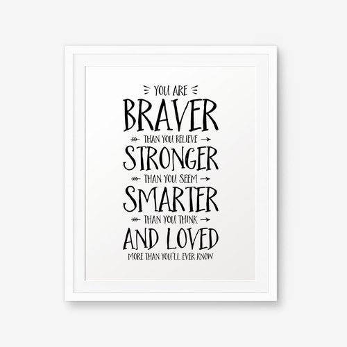 You Are Braver Printable Art... Nursery Decor Inspirational - Etsy UK