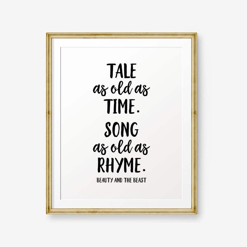 Tale As Old As Time Song As Old As Rhyme Nursery Printable Etsy