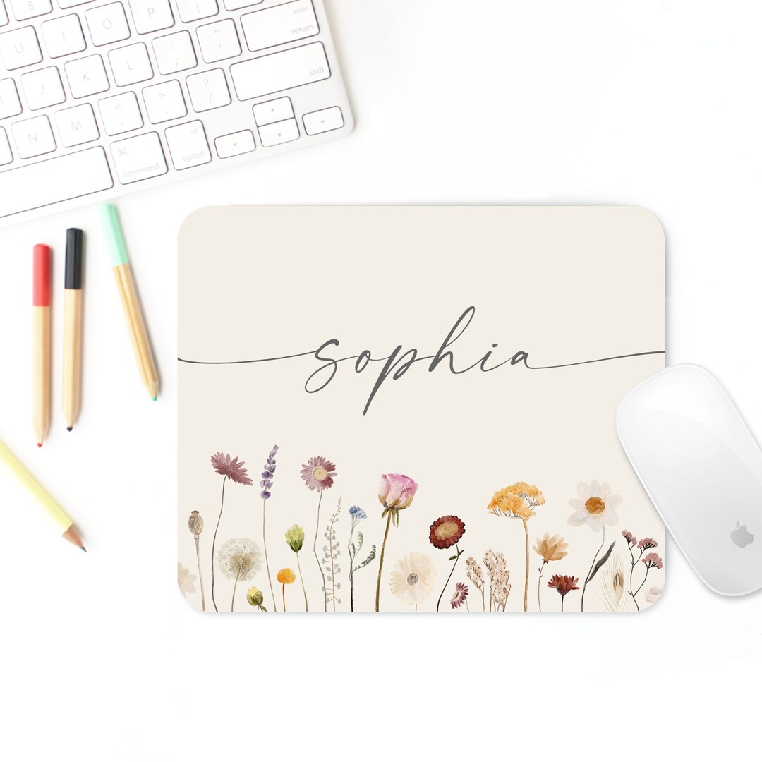 Personalized Mouse Pad, Custom Name Mousepad, Wild Flower Mousepad ...