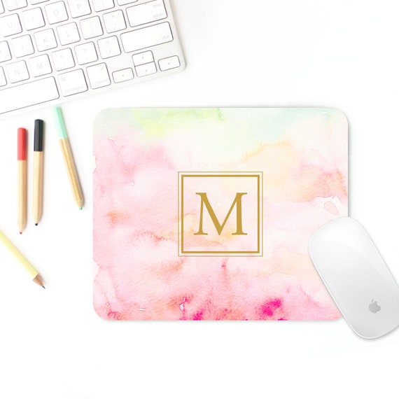 Personalized Mouse Pad Office Decor Initial Mouse Pad | Etsy