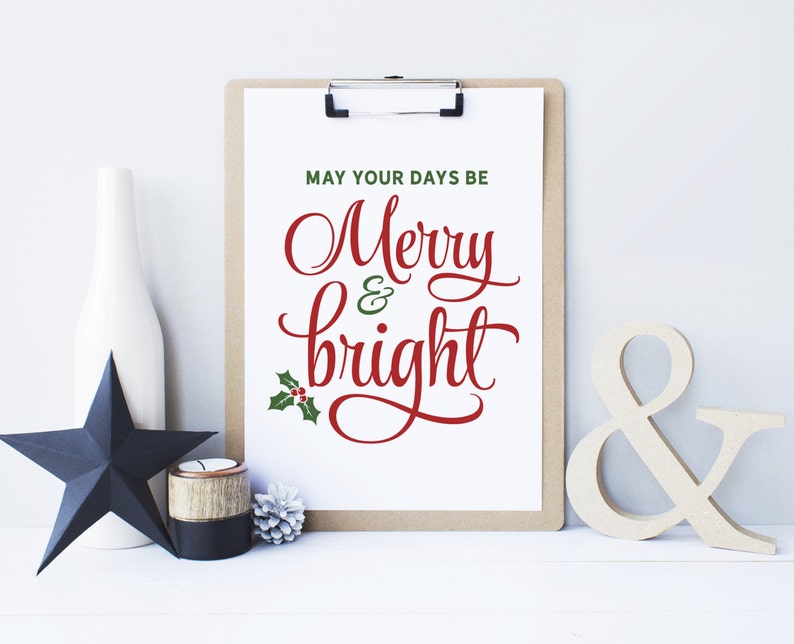 Christmas Printable May Your Days Be Merry and Bright - Etsy
