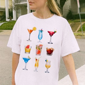 Cocktails Graphic Baby Tee, Cocktail 90s Baby Tee, Women's Fitted Tee ...