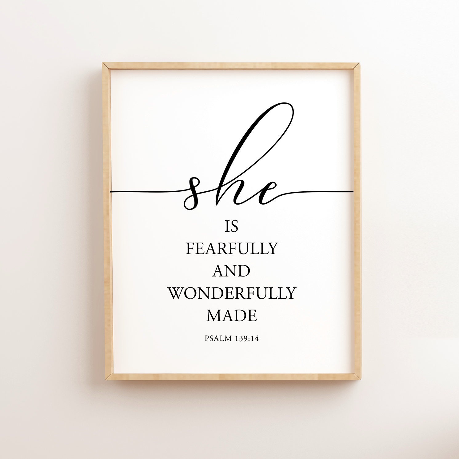 Bible Verse Printable Art She is fearfully and wonderfully | Etsy