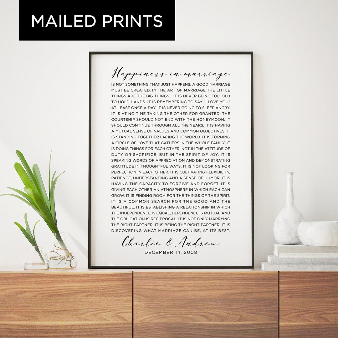 Personalized the ART of MARRIAGE Poem Print Framed Art Print - Etsy
