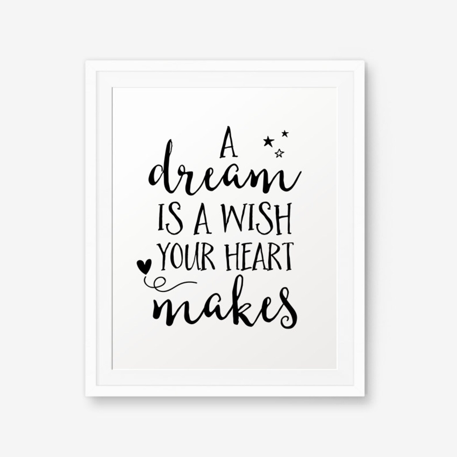 A Dream is a Wish Your Heart Makes Nursery Gold Printable - Etsy