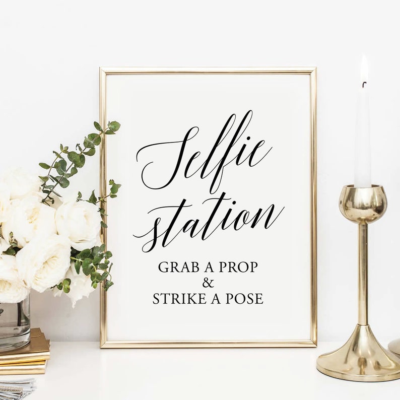 Selfie Station Sign Grab a Prop and Strike a Pose Sign - Etsy