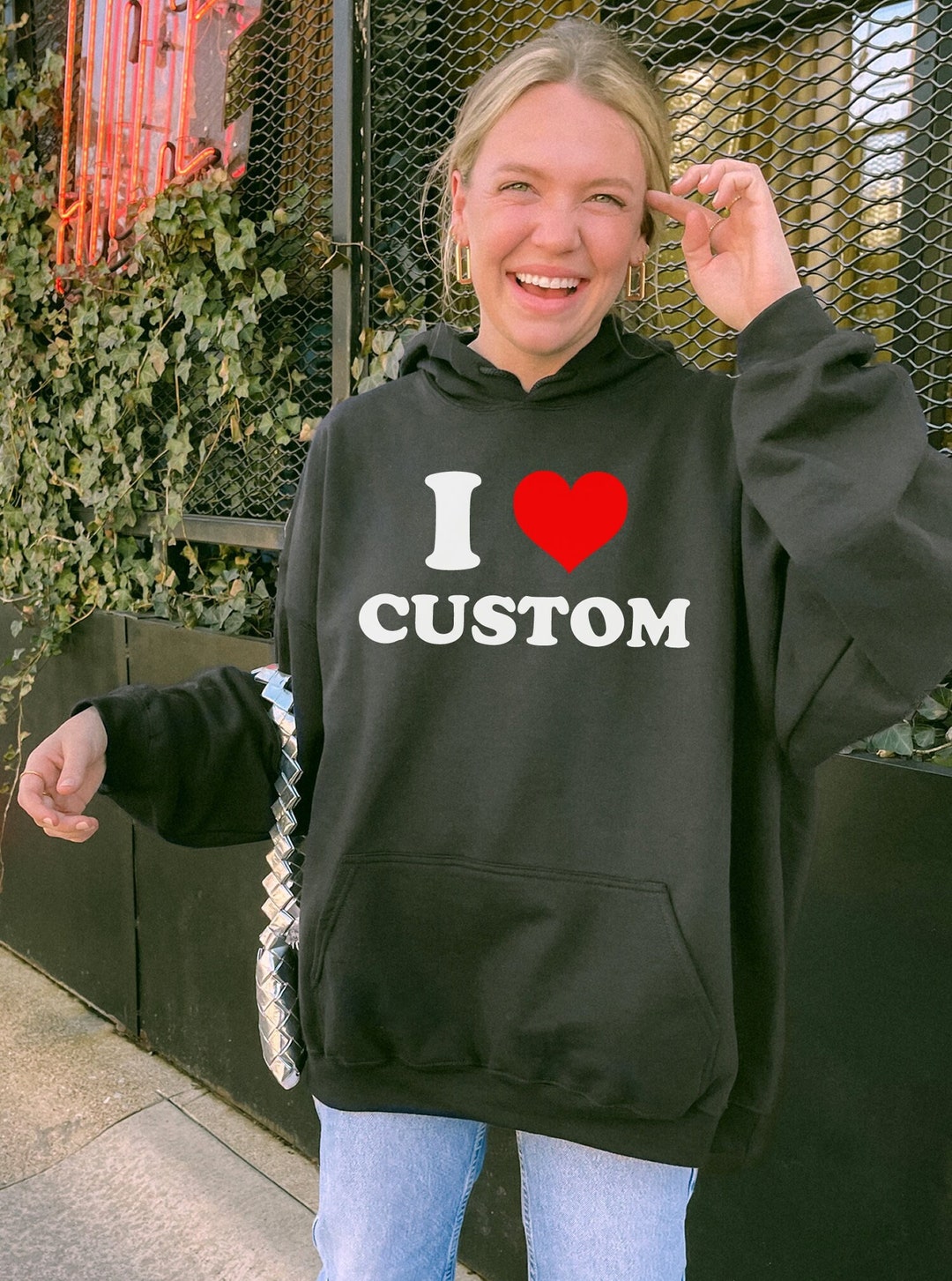 I Love Custom Hoodie, I Heart Custom Hoodie, Custom Hoodie ...