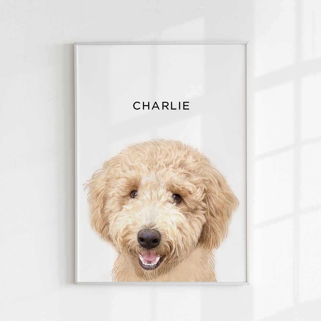 Custom Dog Portrait Printable Art, Custom Pet Portrait, Custom Dog Wall ...
