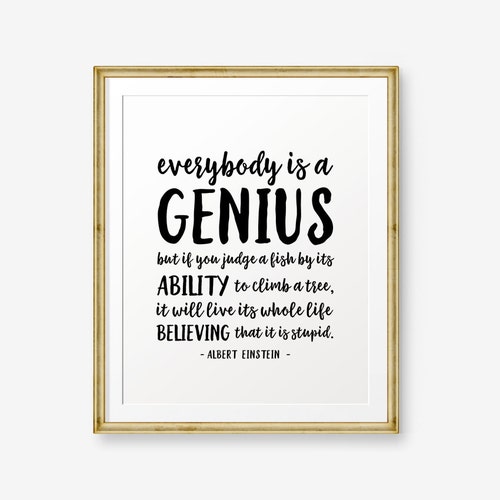 Everybody is a Genius Classroom Decor Inspirational Quotes | Etsy