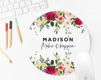 Personalized Mouse Pad Office Decor Watercolor Floral Mouse | Etsy