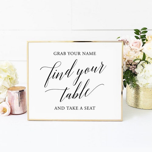 Find Your Table Sign.please Find Your Seat Sign.take Your Name - Etsy