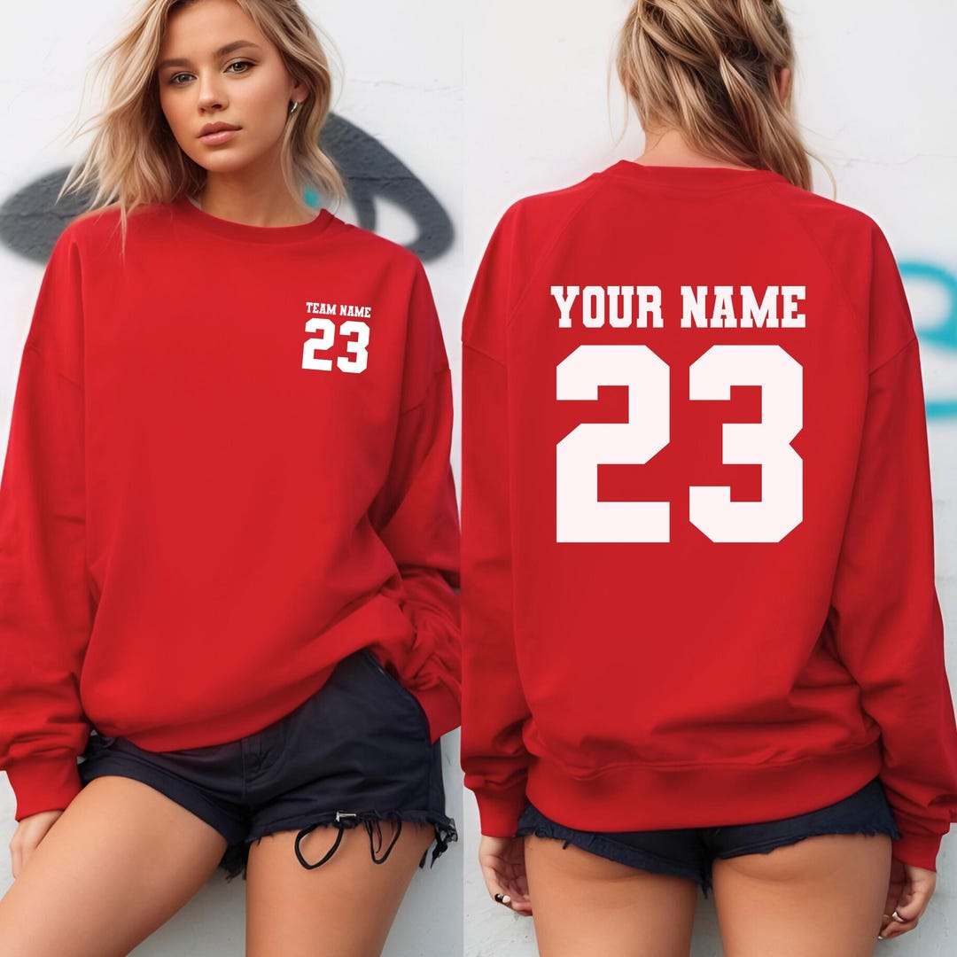 Custom Sports Number Sweatshirt or Hoodie, Your Team Sweatshirt, Sports ...