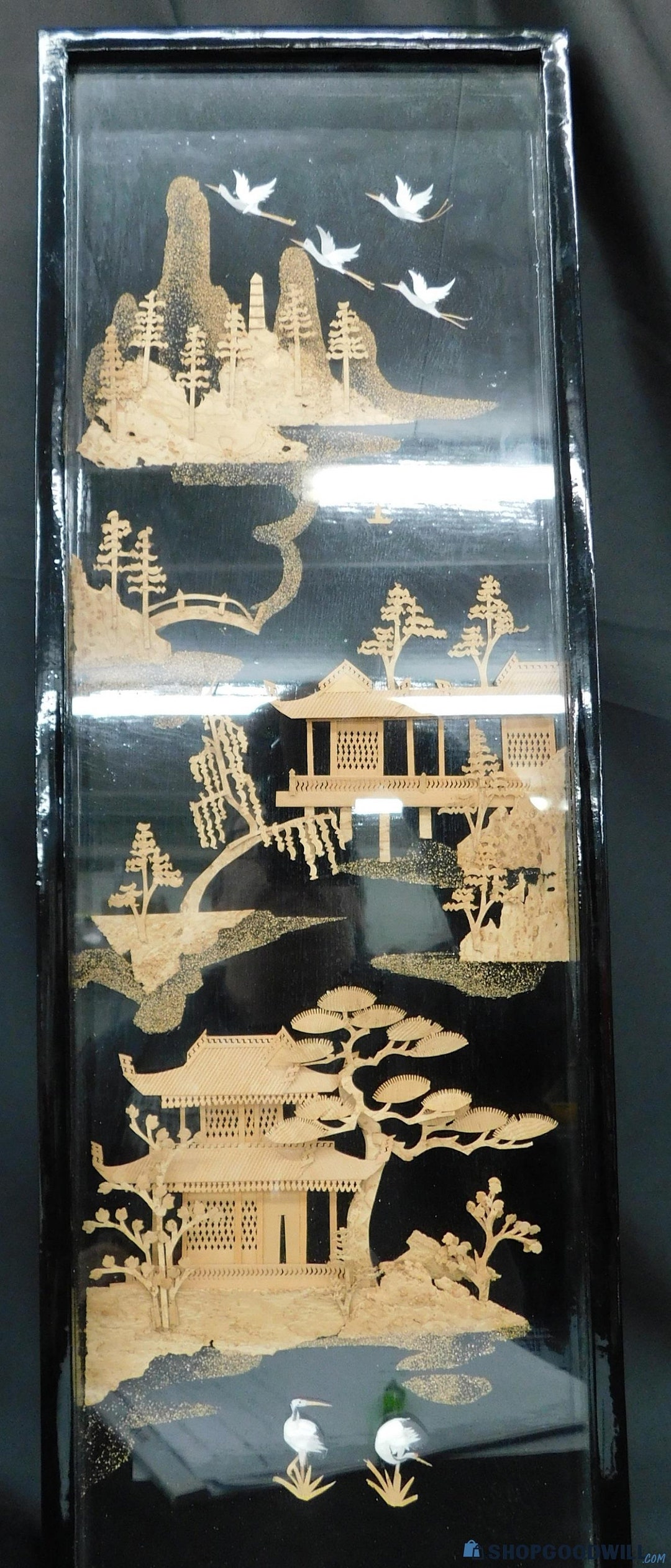 24 Inch Antique Wall Hanging Oriental Framed Hand Carved Cork Diorama ...