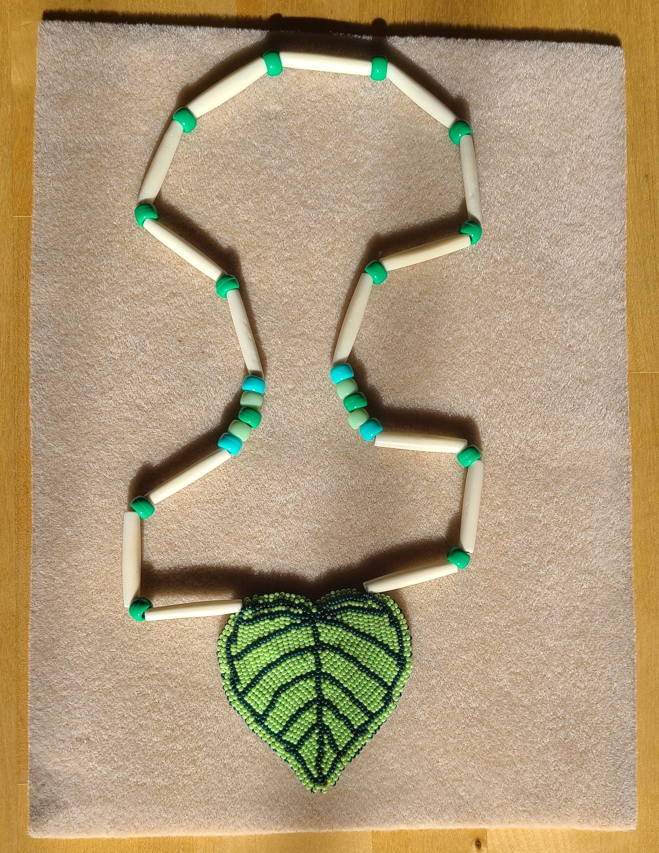 Native American (ojibwe) Beaded Birch Leaf Pendant Necklace - Etsy