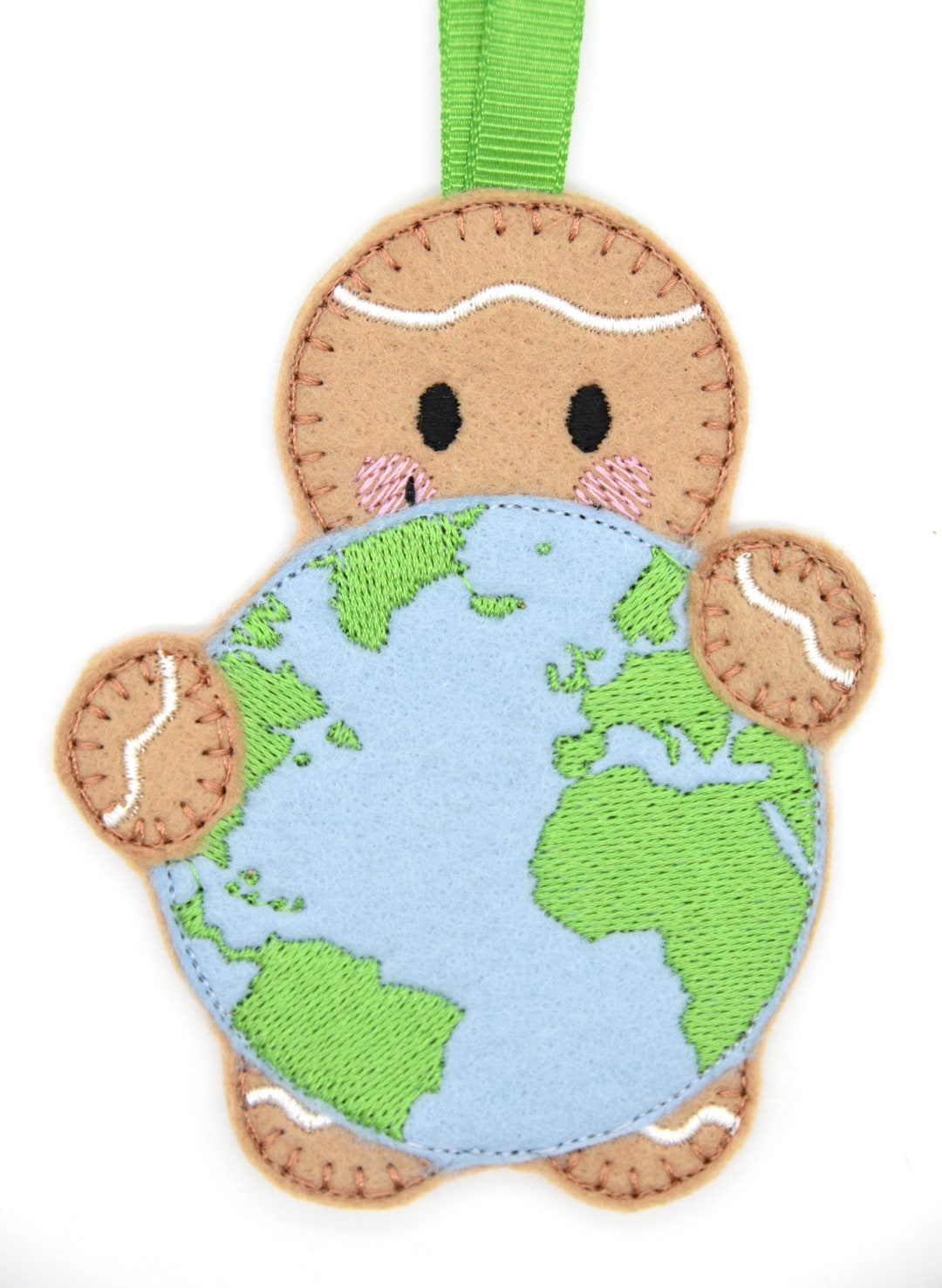 WORLD EARTH GLOBE Gift Gingerbread Man Environmental Travel Key Ring ...