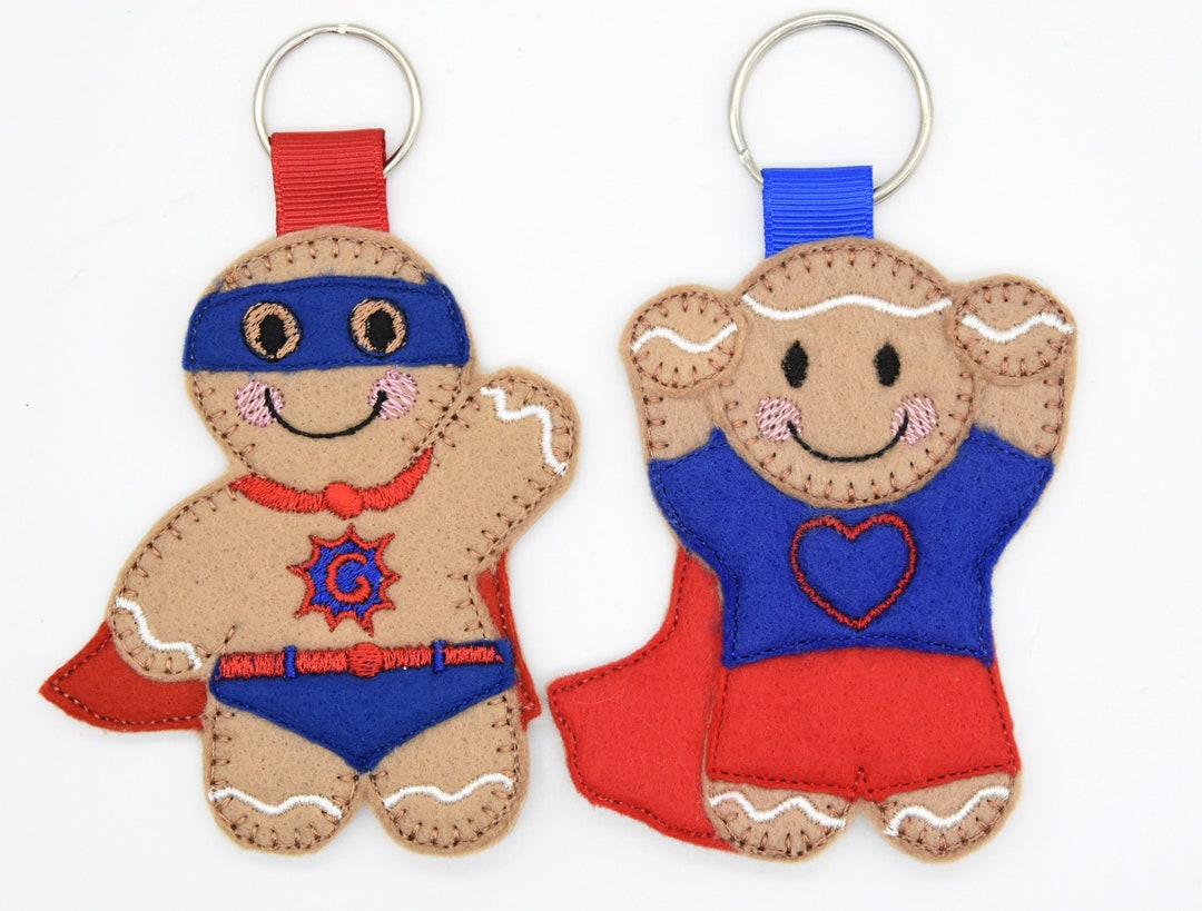 SUPERHERO GINGERBREAD MAN Character Super Cute Gift Key Ring - Etsy
