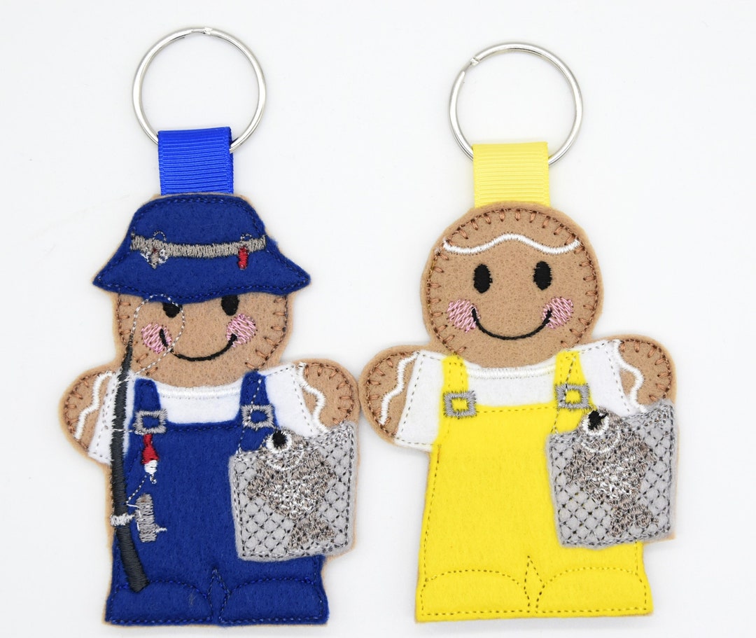 FISHERMAN TRAWLER MAN Gingerbread Man Character Gift Keyring Fish Crab ...