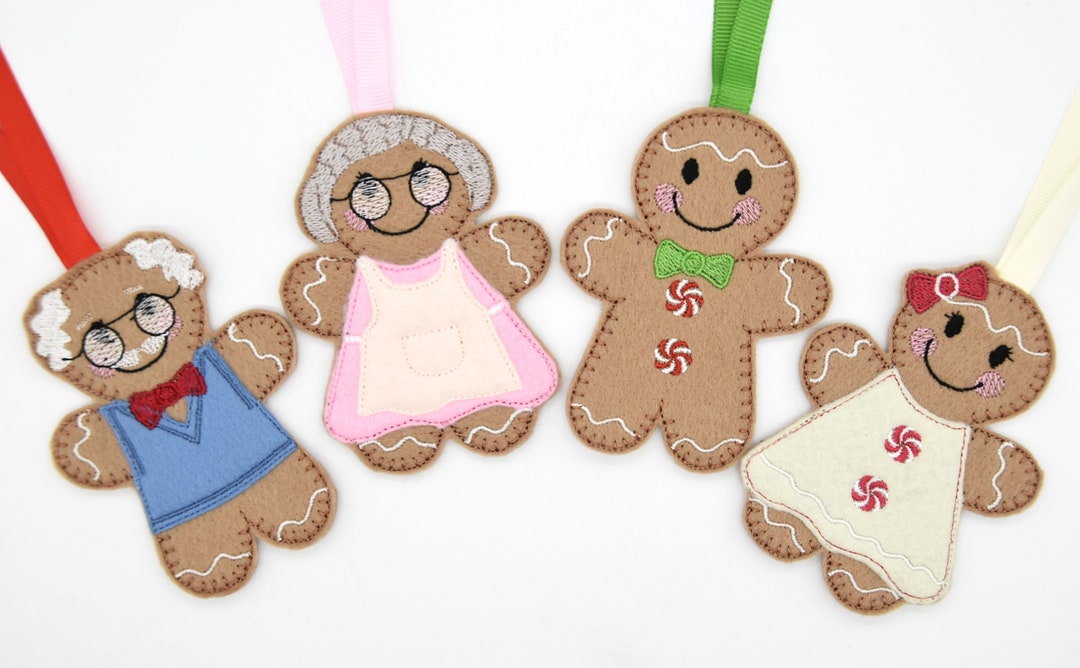 GRAN NAN GRANDAD Hanging Decoration Ornament Gingerbread Man Family ...