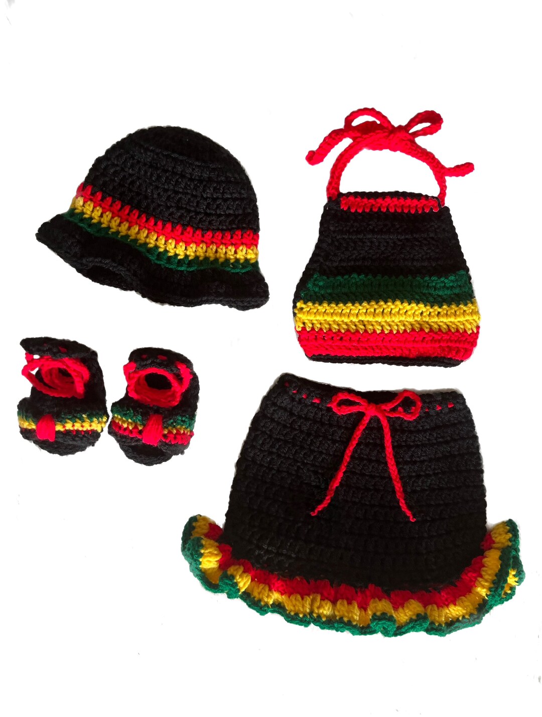 Baby Rasta Jamaican Colors Crochet Outfit , Baby Girlnewborn Photo Prop ...