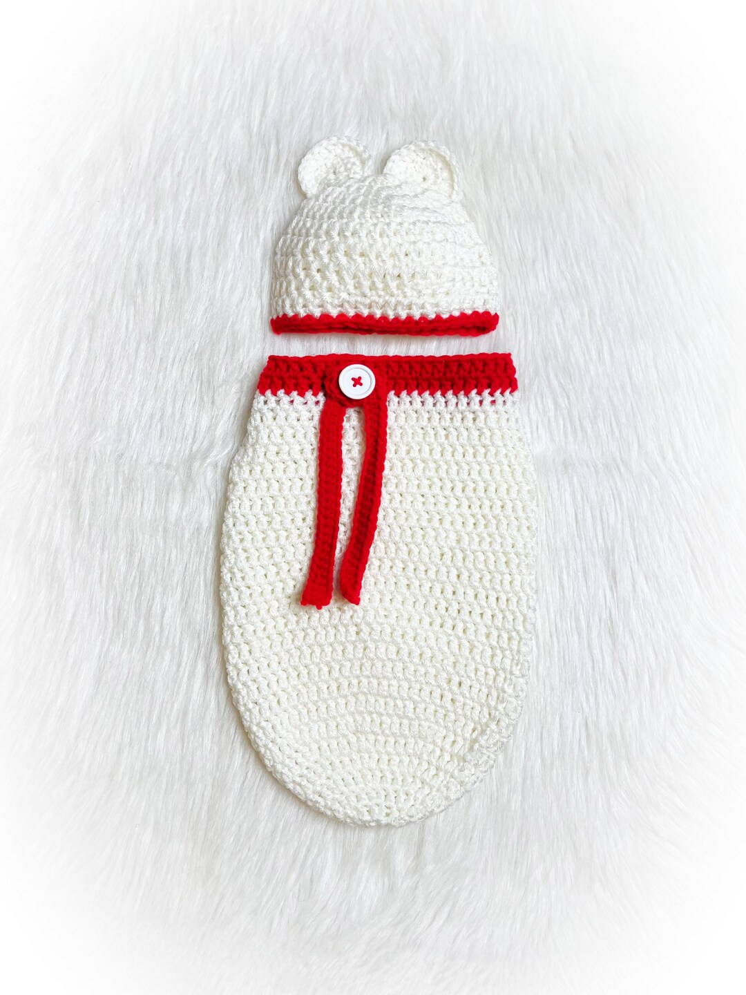 Polar Bear Cub Cocoon Photo Prop Costume Set Going Home Crochet Baby ...