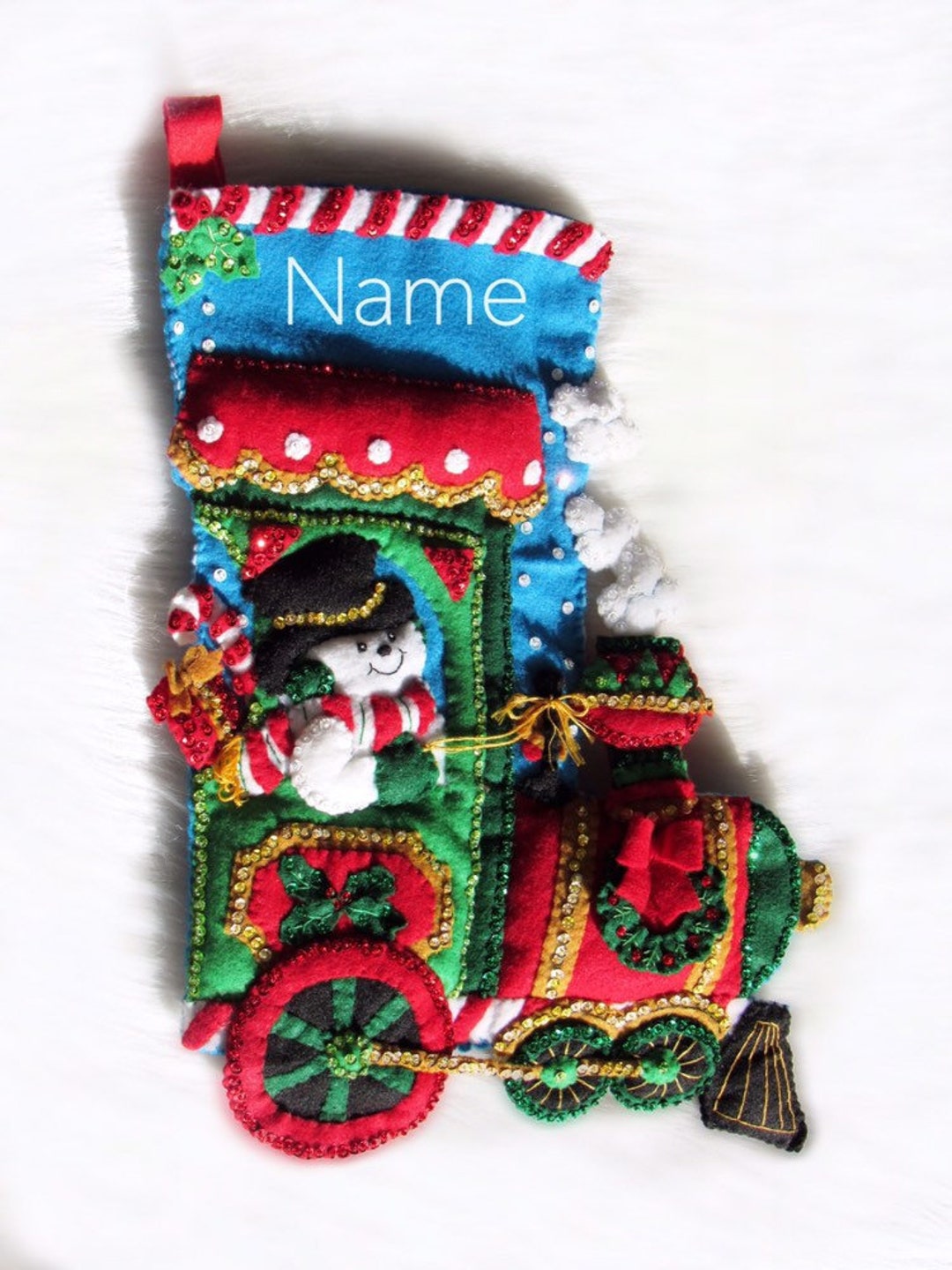 Candy Express Bucilla Christmas Stocking Snowman & Train Holiday Wall ...