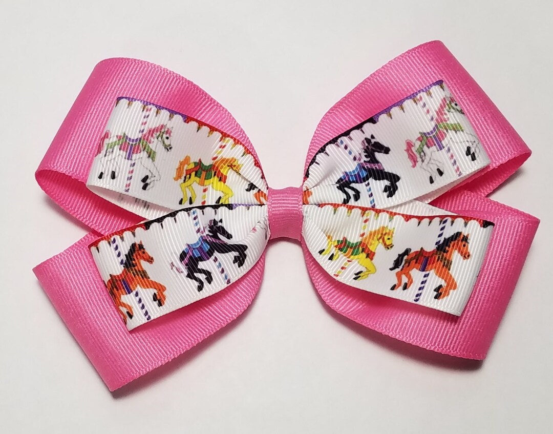 5 Carousel Horses Hair Bow you Choose Solid Bow Color - Etsy