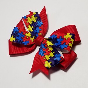 3.5" Autism Awareness Hair Bow *you Choose Solid Bow Color* - Etsy