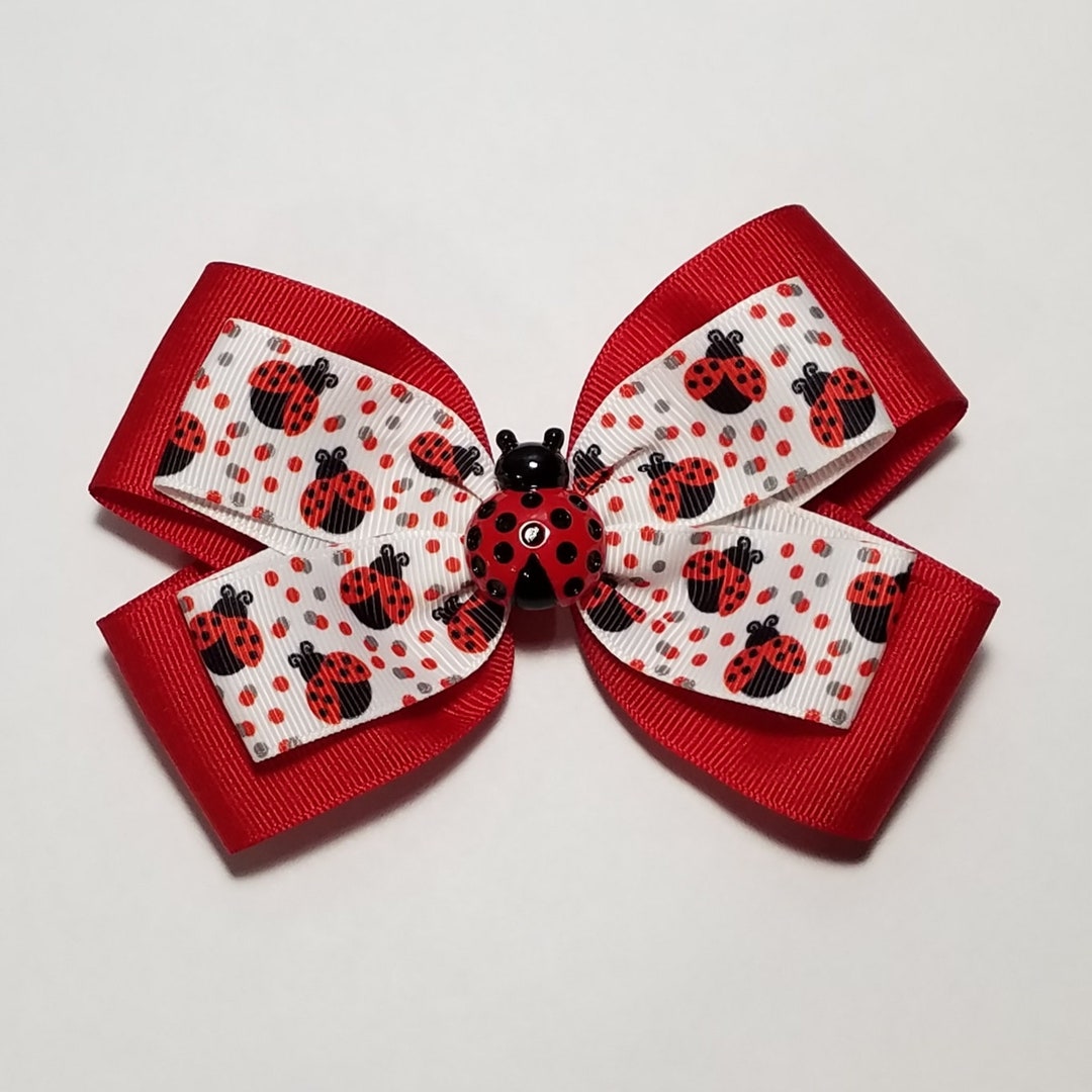 5" Ladybug Hair Bow *you Choose Solid Bow Color* - Etsy