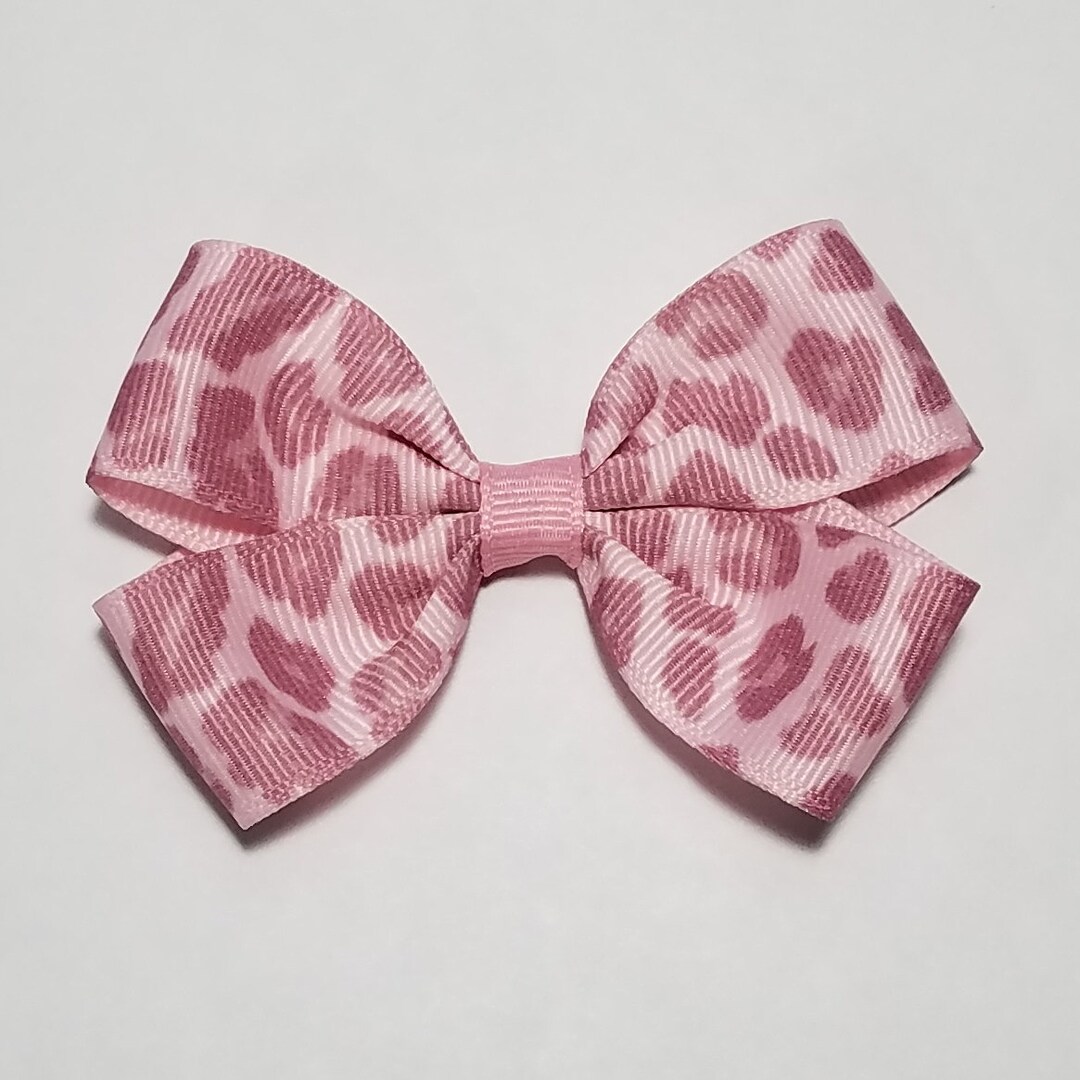 3 Pink Leopard Hair Bow - Etsy.de