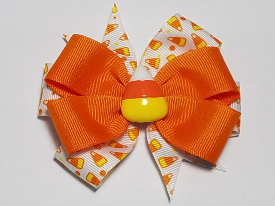 3.5" Candy Corn Hair Bow *you Choose Solid Bow Color* - Etsy