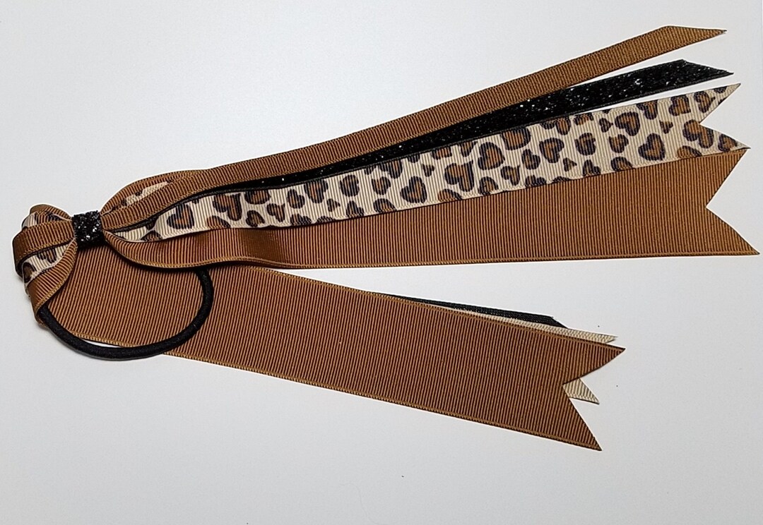 Leopard Ponytail Streamer *you Choose Solid Ribbon Color- Glitter Color ...
