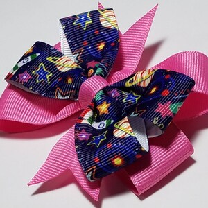3.5" Outer Space Hair Bow *you Choose Solid Bow Color* - Etsy