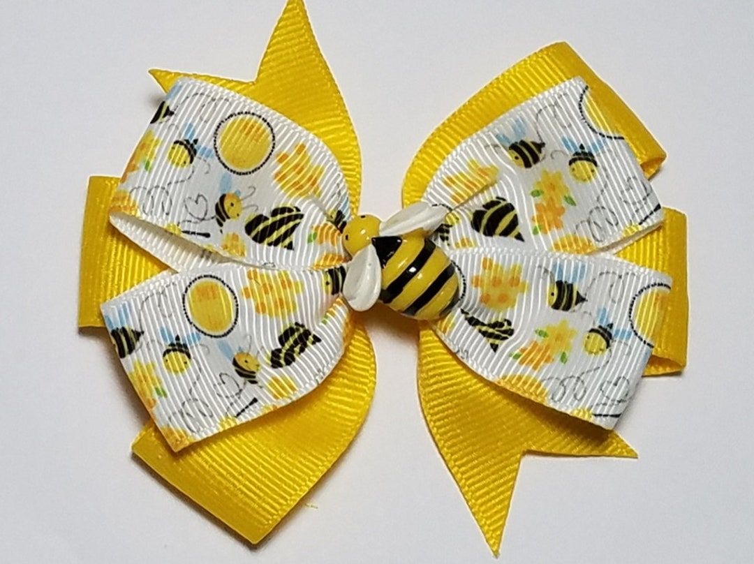 3.5 Bee Hair Bow you Choose Solid Bow Color - Etsy UK