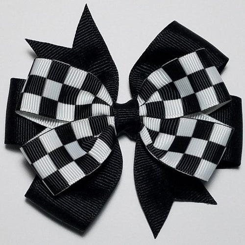 3.5 Checkered Flag Racing Hair Bow you Choose Solid Bow - Etsy