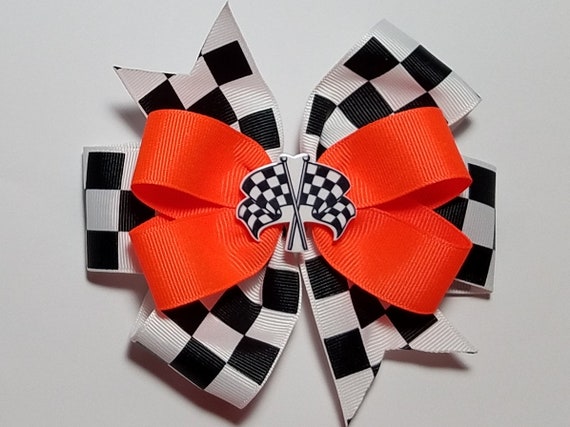 5 Checkered Flag Racing Hair Bow you Choose Color - Etsy